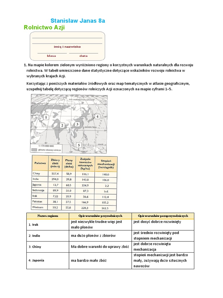 Karta-Pracy-Indywidualnej-Rolnictwo-Azji 8a | PDF
