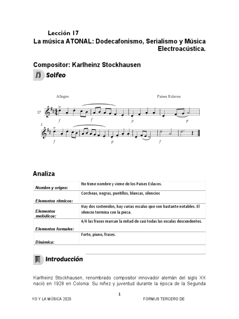 Dodecafonismo, Serialismo y Música Electroacústica. | PDF ...