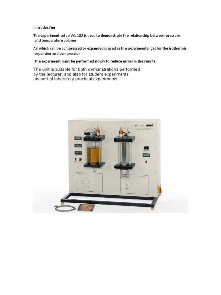 Introduction to the WL 102 Experiment Setup | PDF | Gases | Temperature