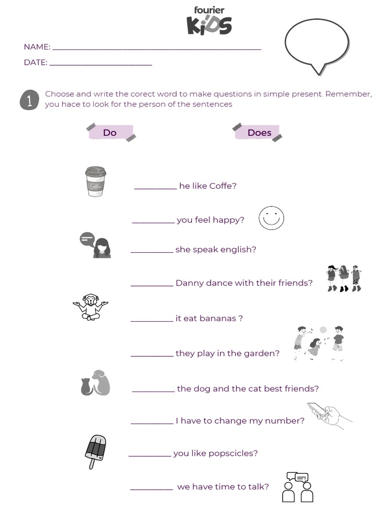 Worksheet - DO AND DOES | PDF | Games & Activities | Language Arts ...
