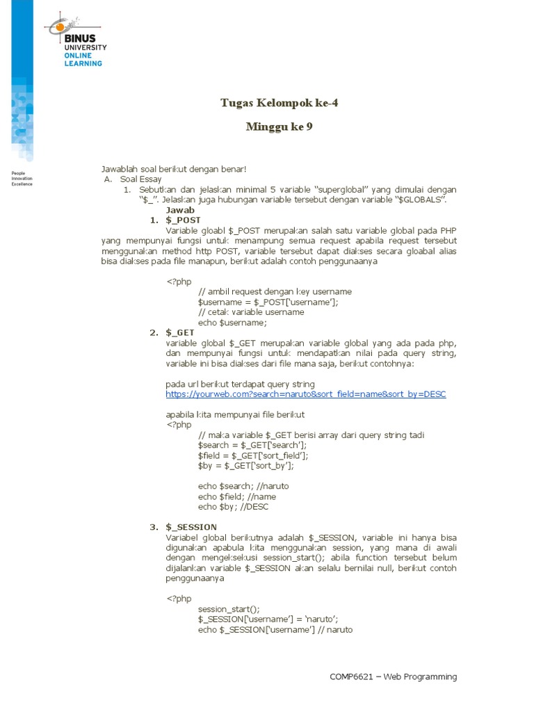 Tugas Kelompok Ke-4 Minggu Ke 9: Jawab 1. $ - POST | PDF