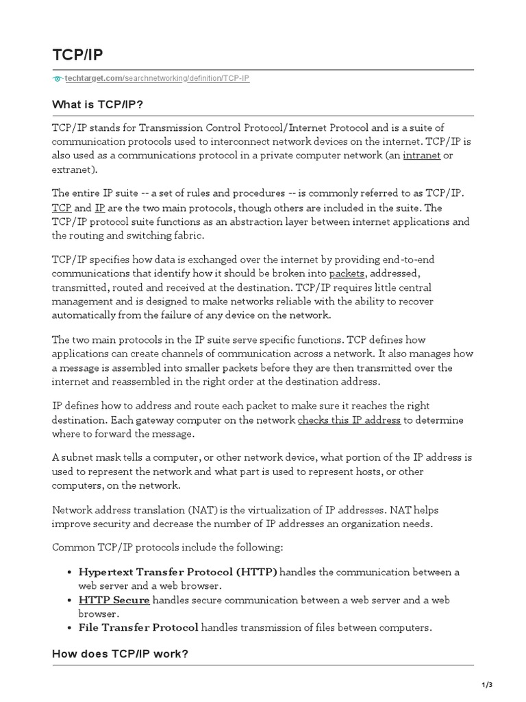 techtarget TCPIP | PDF | Internet Protocol Suite | Computer Network