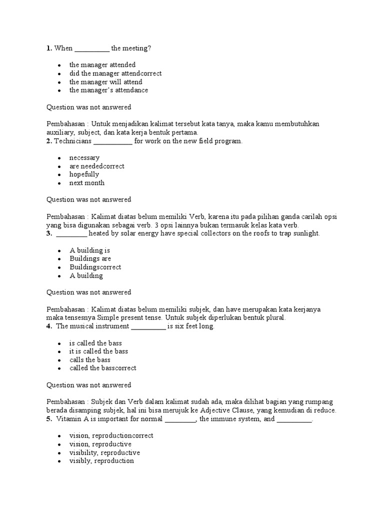 Soal TOEFL | PDF | Verb | Subject (Grammar)