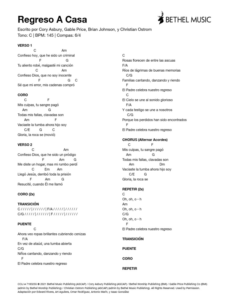 Homecoming Regreso A Casa Homecoming Español Chord Chart | PDF