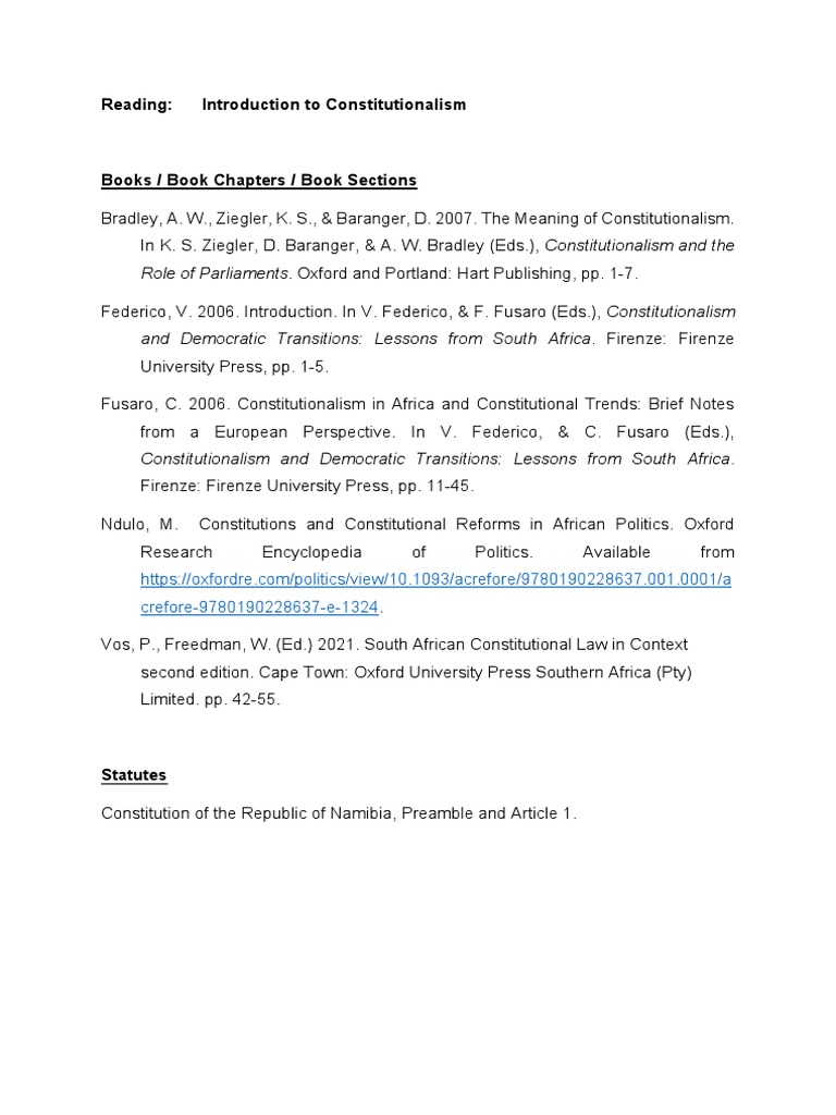 Introduction To Constitutionalism 2022 Pdf