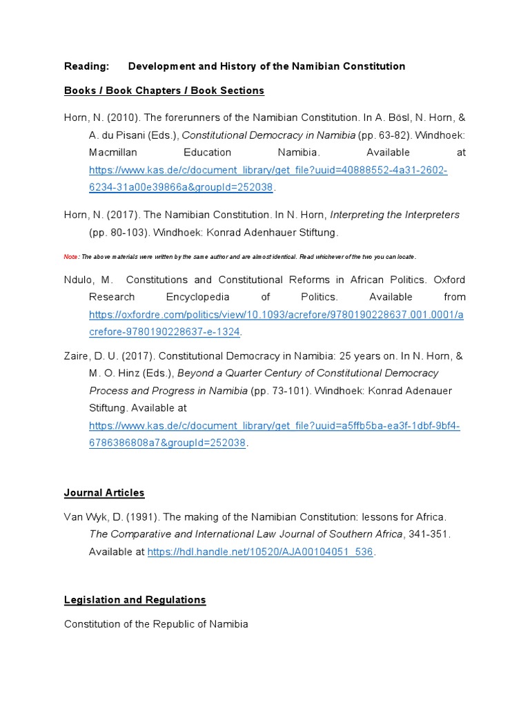 2. Development and History of the Namibian Constitution 2022 | PDF