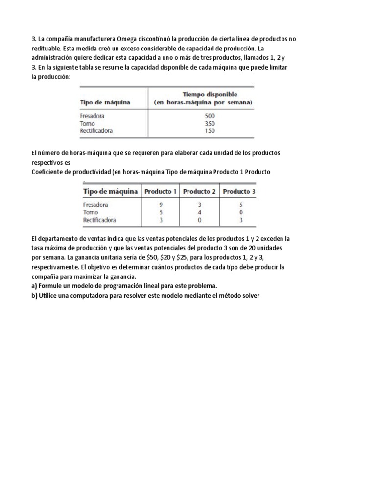 A) Formule Un Modelo de Programación Lineal para Este Problema. B) Utilice Una Computadora para ...
