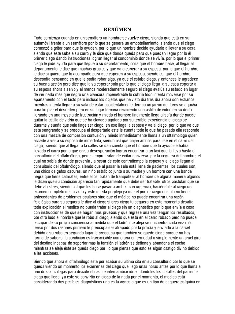 Informe de Novela | PDF | Discapacidad visual