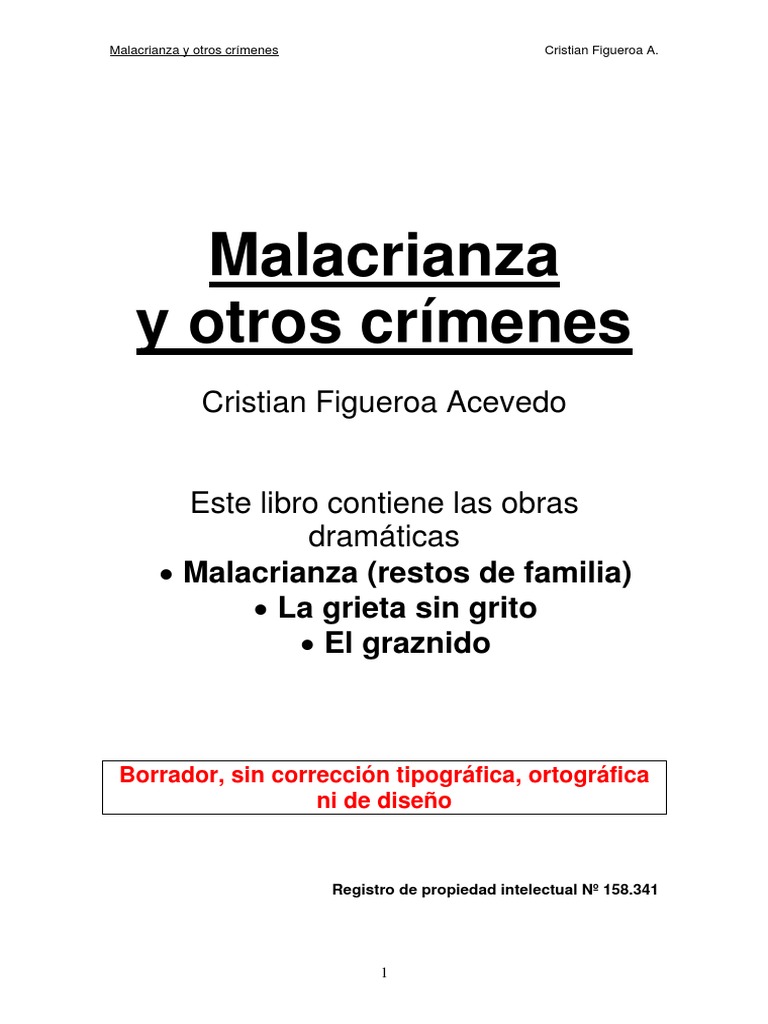 LIbro 2006 Malacrianza y Otros Crímenes (Cristian Figueroa) | PDF ...
