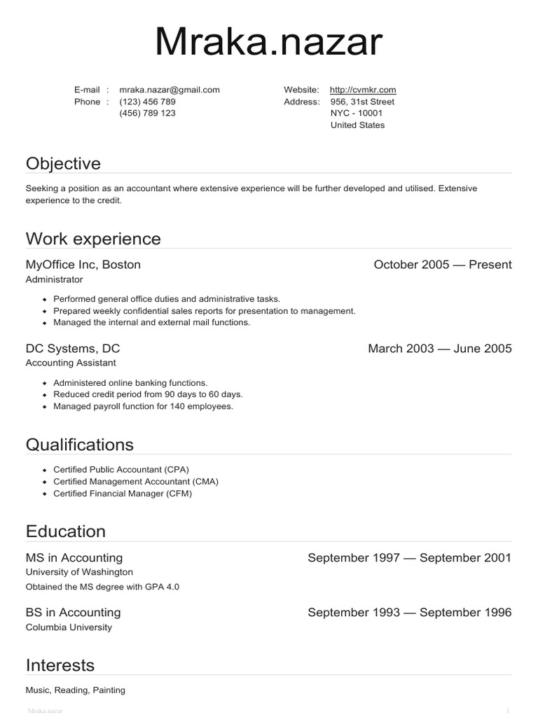 Sample CV | PDF