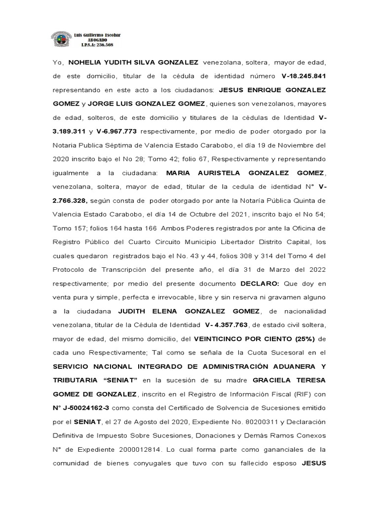 Compra-Venta de Apartamento | PDF | Derecho civil (sistema legal) | Derecho privado