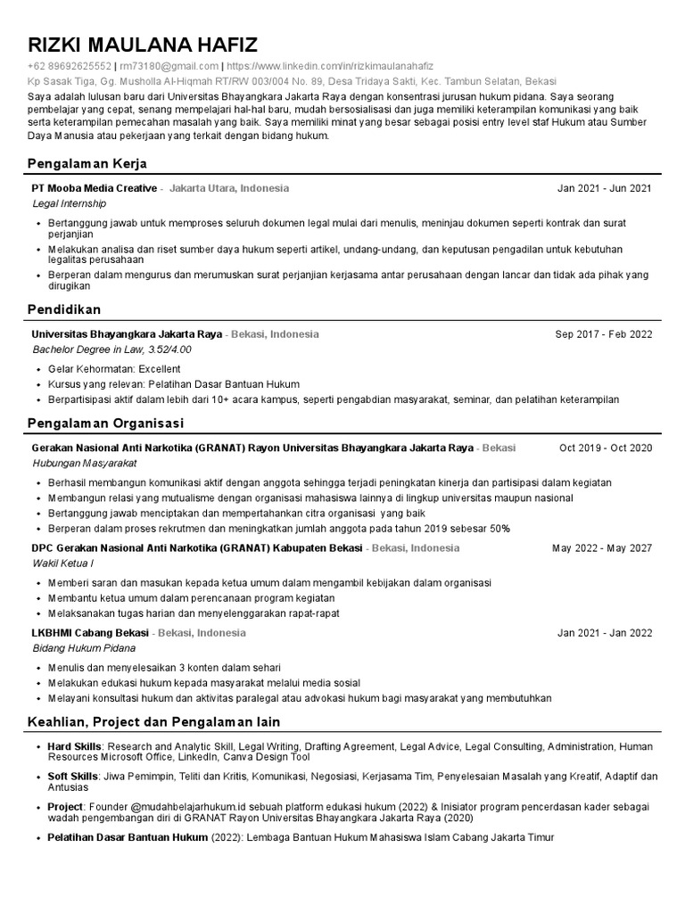 CV (Rizki Maulana Hafiz) | PDF