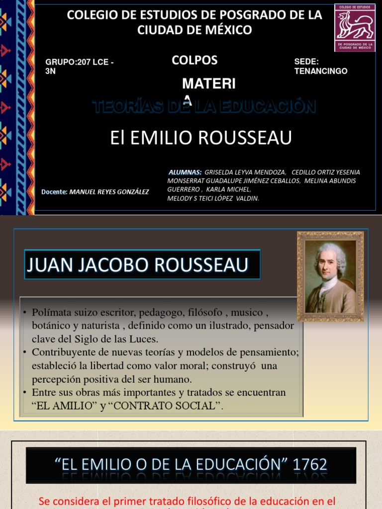 Presentación El Emilio | PDF | Emile, o sobre educación | Jean-Jacques ...
