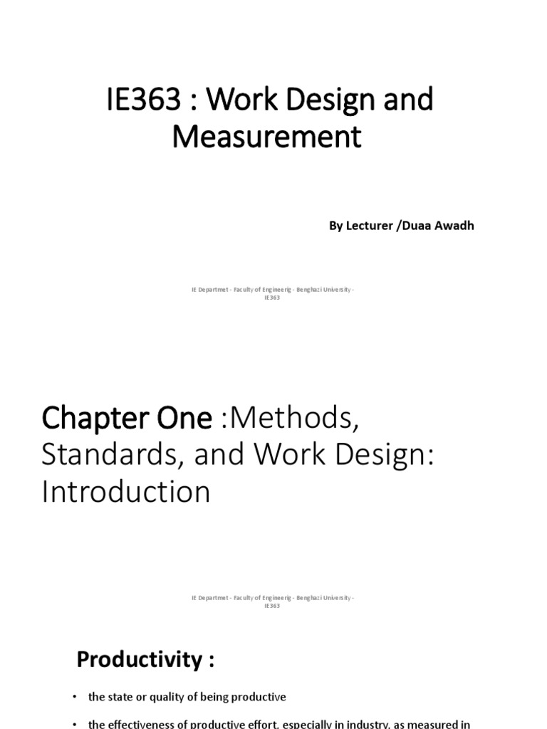 Work Design and Mesurment | PDF | Human Factors And Ergonomics ...
