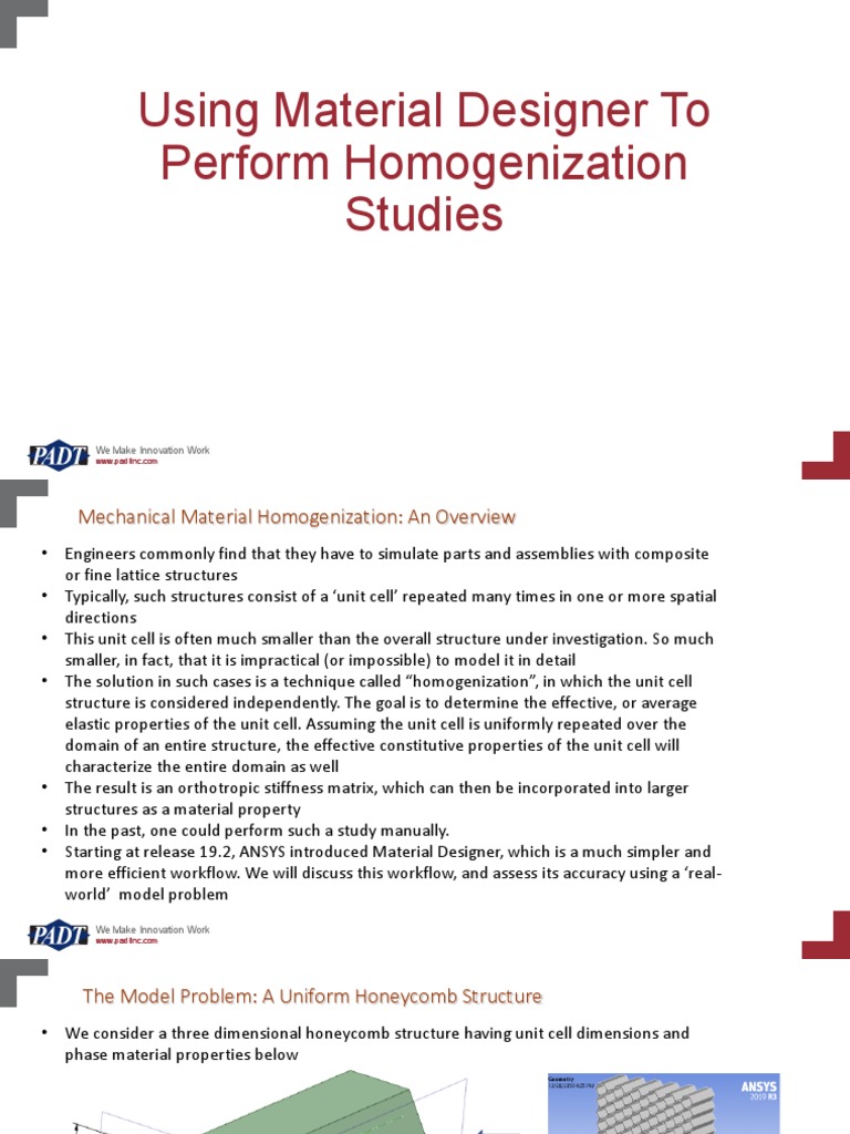 Padt Ansys Lattice Material Homogenization 1 Pdf Stress