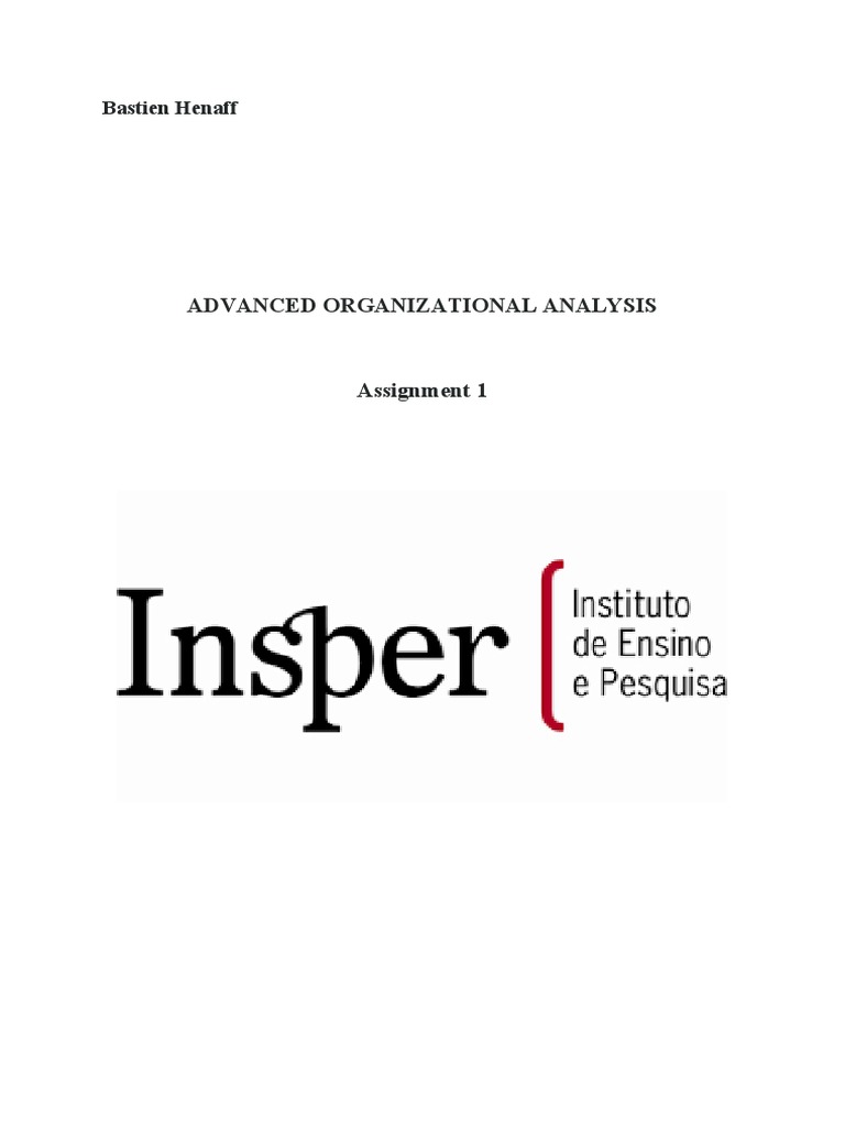 ADVANCED ORGANIZATIONAL ANALYSIS - Assignment 1 | PDF | Internet | Computer Network