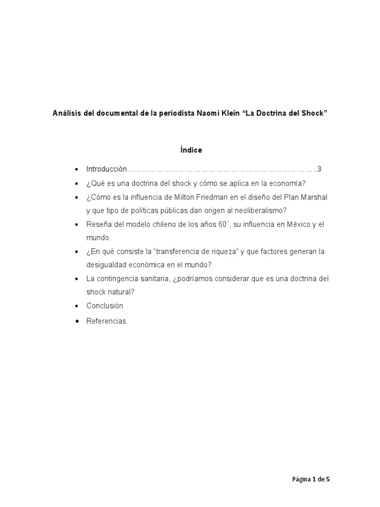 Análisis de La Doctrina del Shock de Naomi Klein sobre cómo los ...
