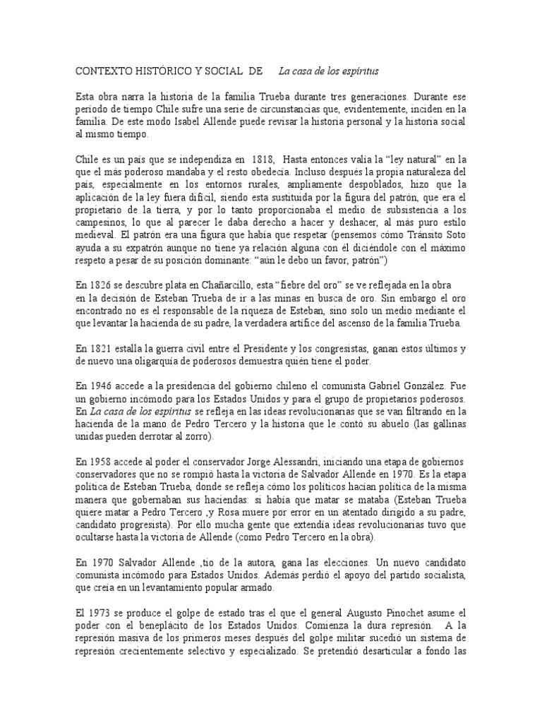 Contexto Hist Rico y Social de La Casa de Los Esp | PDF