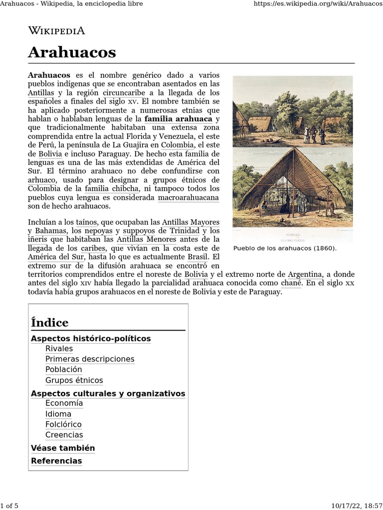 Arahuacos Pdf Pueblos Indígenas De Las Américas