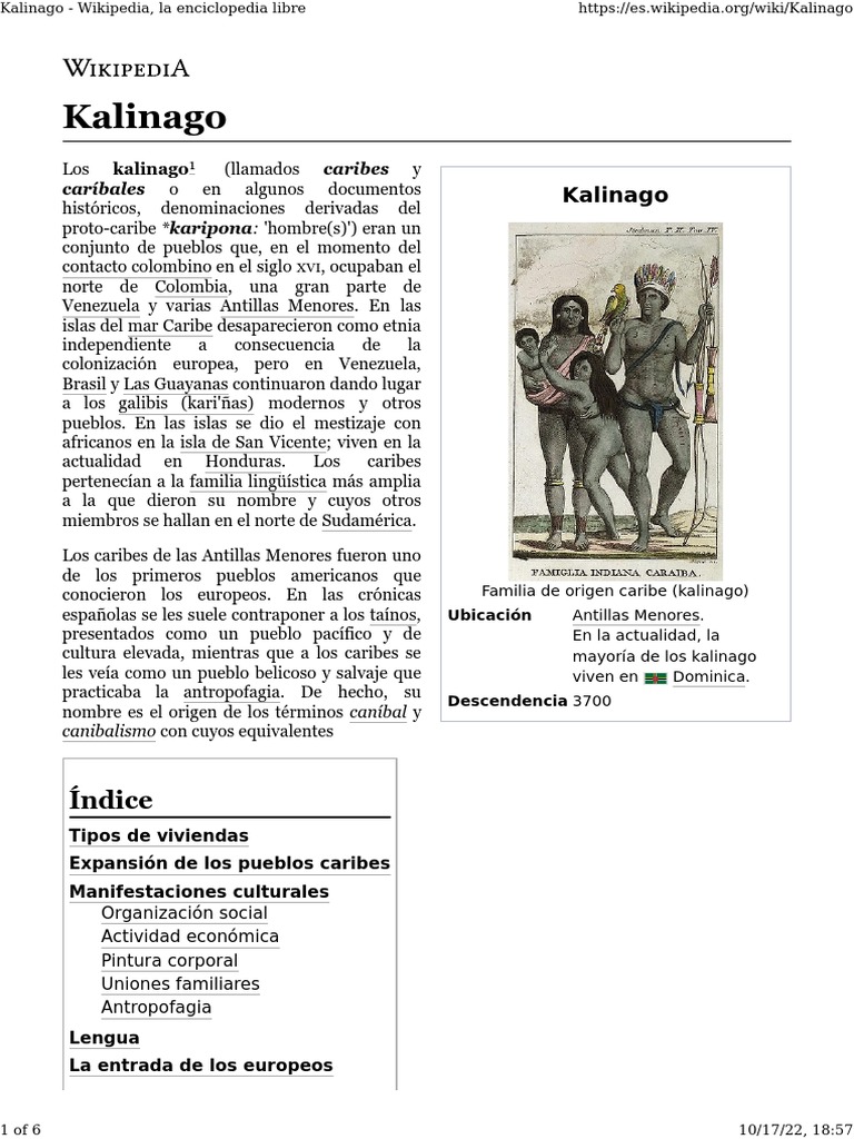 Kalinago | PDF | Pueblos Indígenas de las Américas