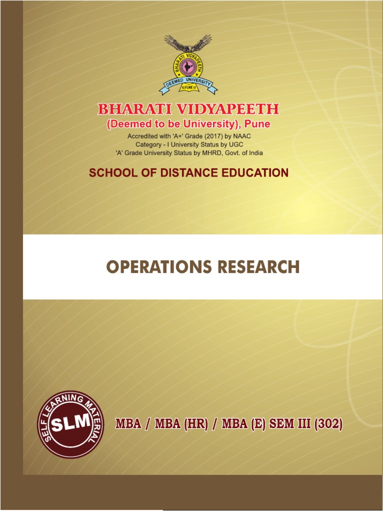 Operations Research at Bharati Vidyapeeth (Deemed to be University), Pune: Course Curriculum for ...