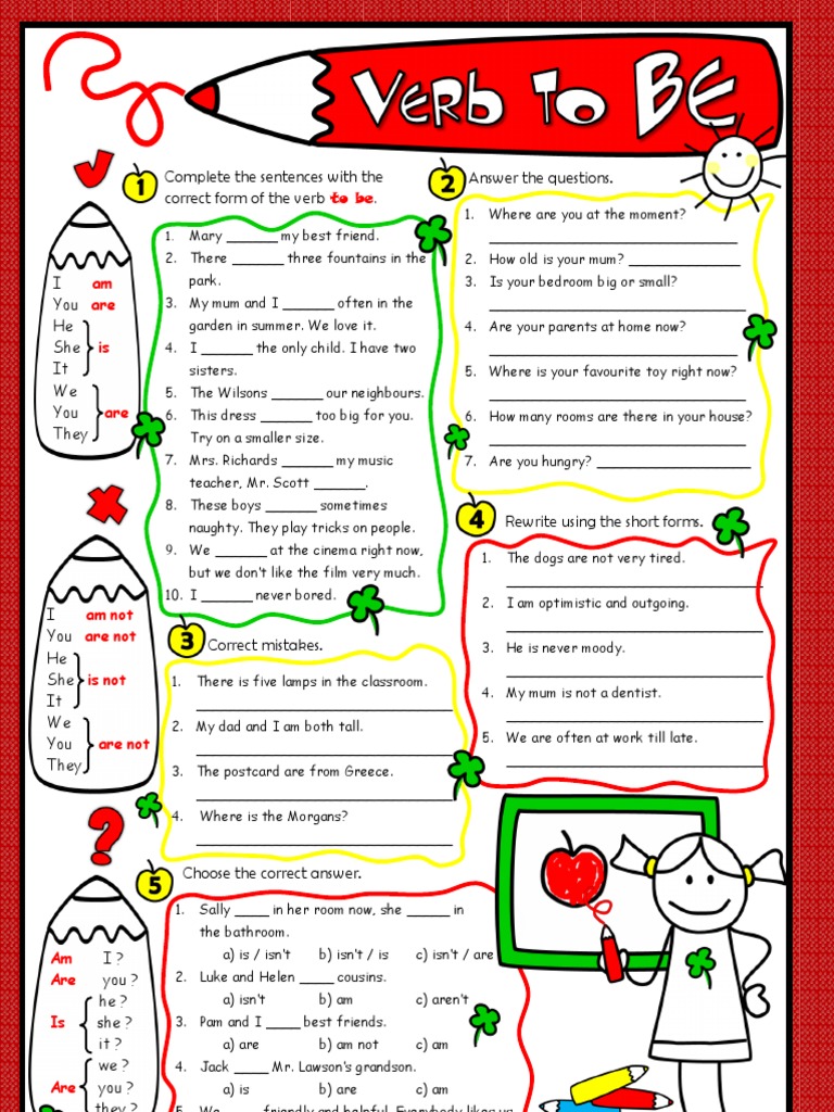 Verb To Be Grammar Drills Grammar Guides Tests 60176 | PDF ...