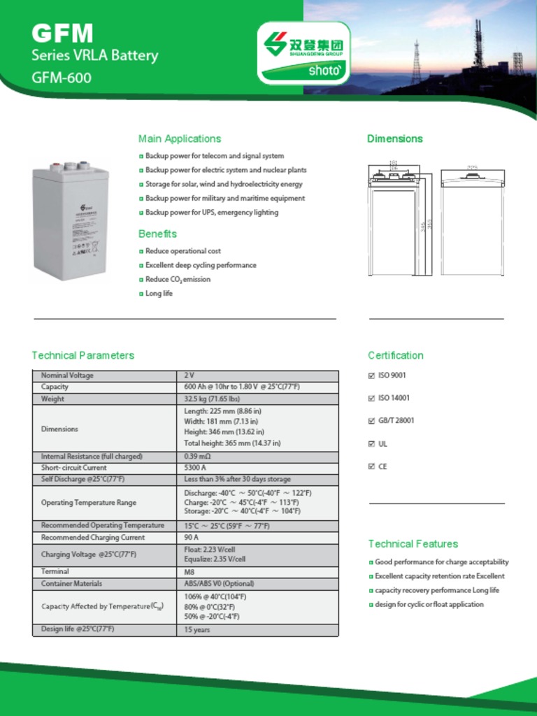 Technical Specifications and Performance Characteristics of the GFM-600 ...