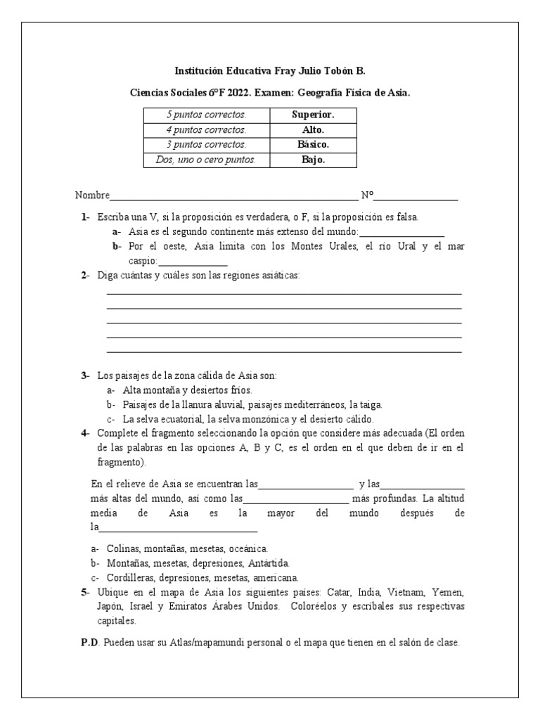 Examen ASIA | PDF