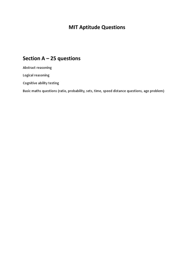 Kelaniya MIT Aptitude Questions - Model Paper Past Paper | PDF | Reason ...