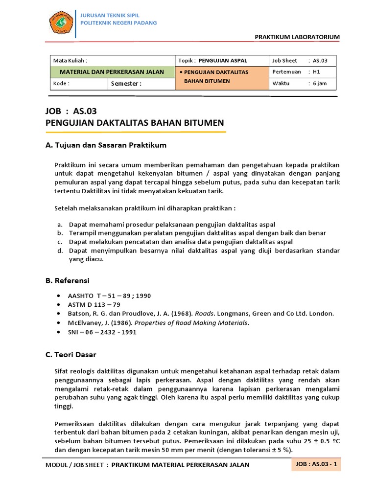 Pengujian Daktilitas Aspal Laboratorium | PDF | Teknologi & Rekayasa
