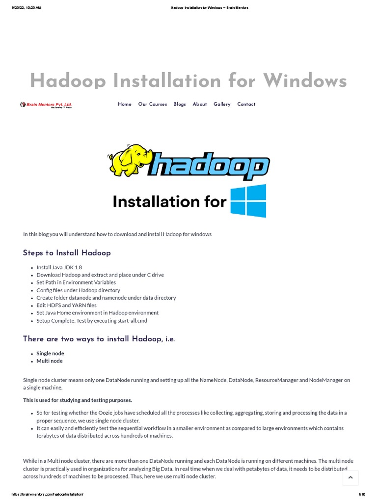 Hadoop Installation For Windows Pdf Apache Hadoop Computer File 9227