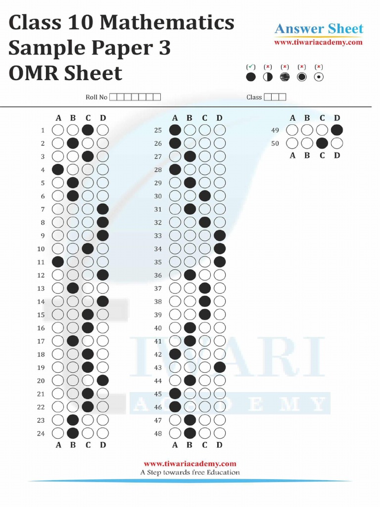 10 Maths Sample Papers 3 OMR | PDF