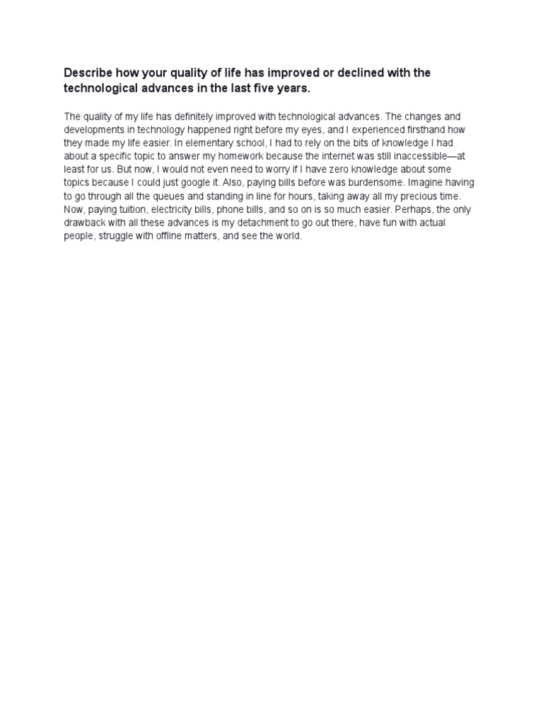 Impact of Technology on Quality of Life | PDF