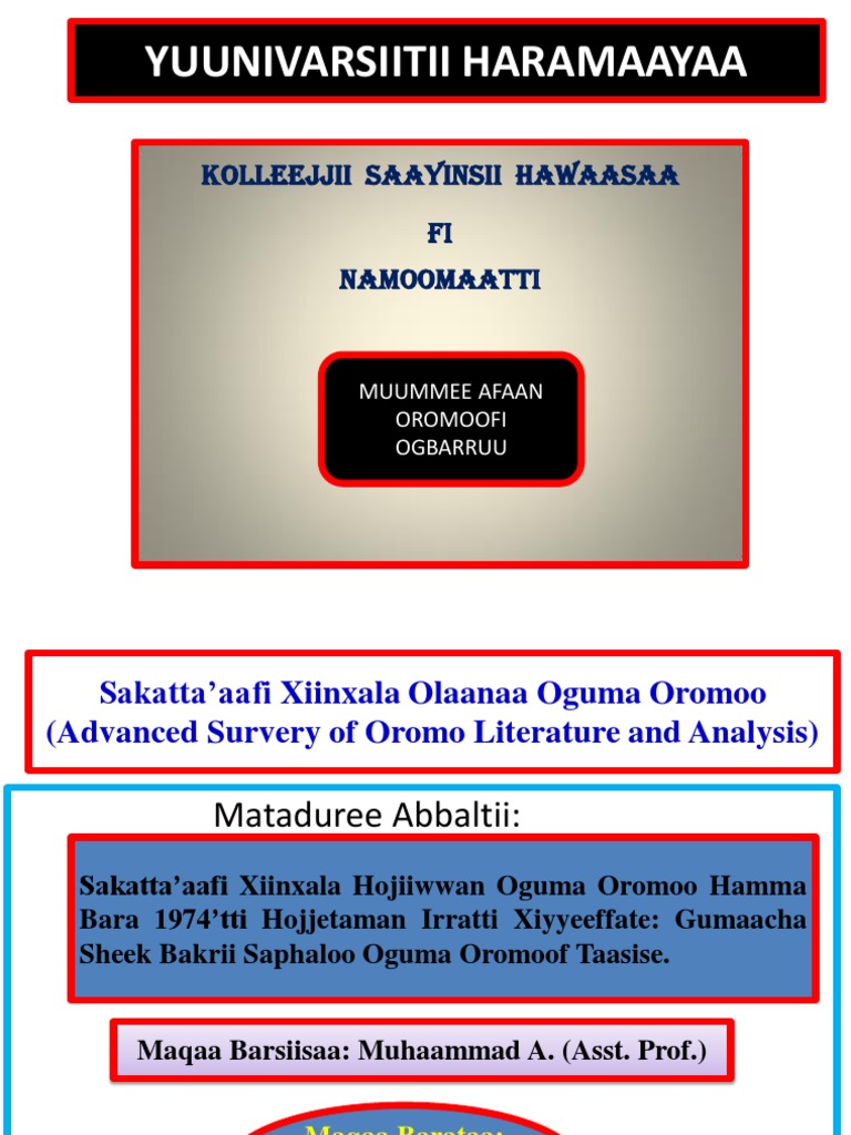Dhiyeessa Sakatta'a Oguma Oromoo | PDF