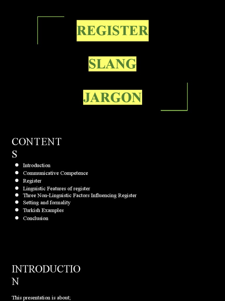 Register, Slang, Jargon | PDF | English Language | Linguistics