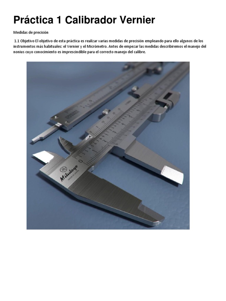 Práctica de Calibración con Vernier | PDF | Métodos y materiales de ...