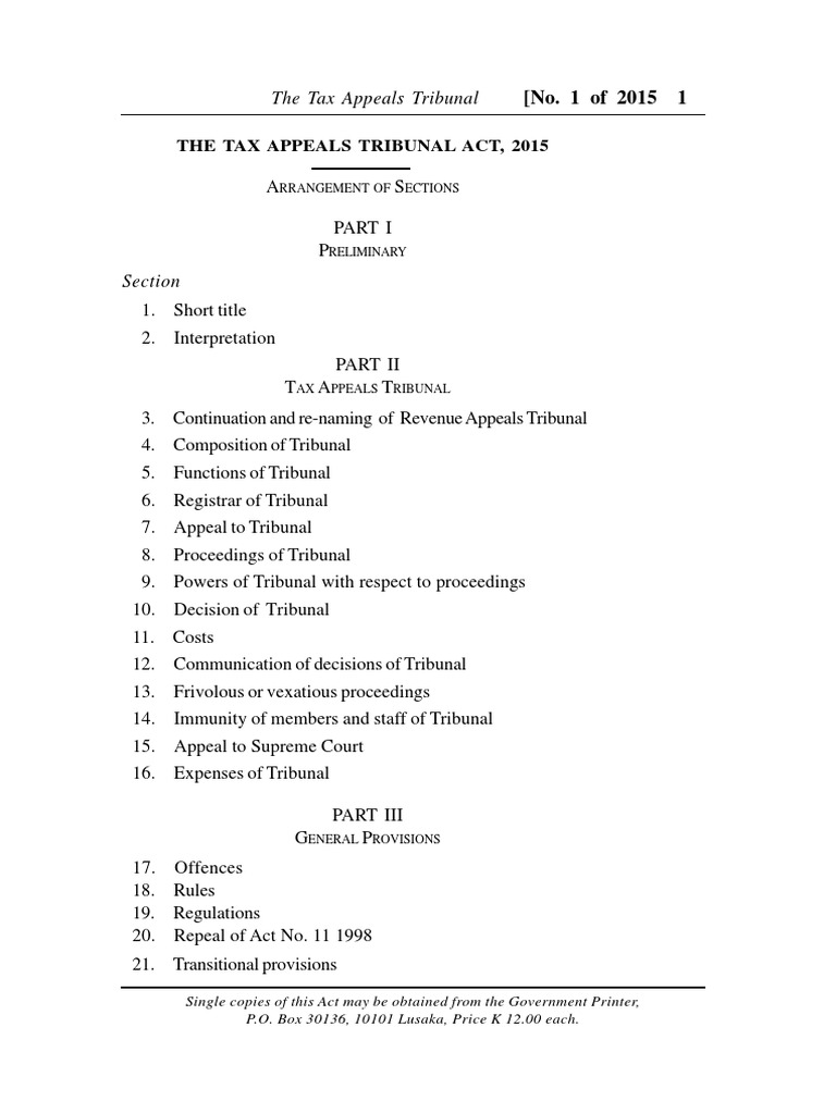 Tax Appeals Tribunal Act Overview | PDF | Tribunal | Judiciaries