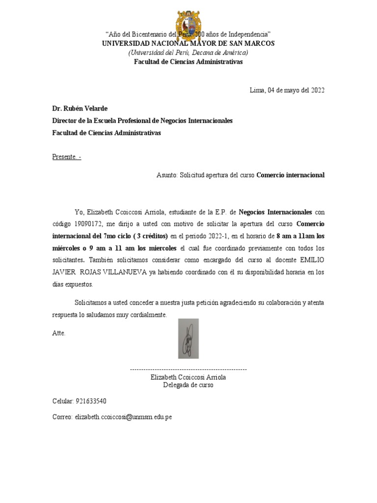 SOLICITUD DE IMPLEMENTACIÓN DE CURSO - Comercio | PDF