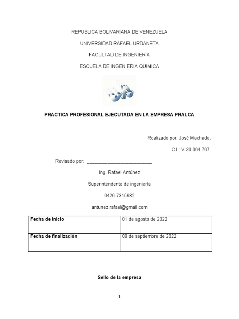 Informe de Pasantias | PDF | Agua | Destilación