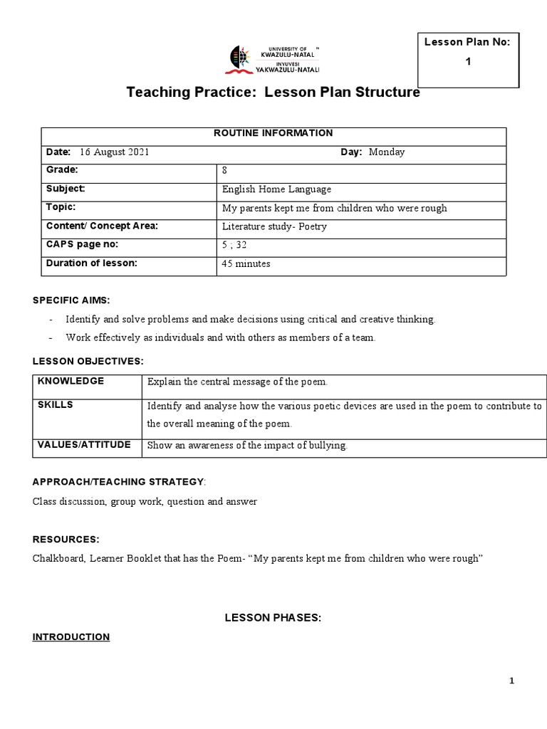 Grade 8 Eng Lesson Plan3 | PDF