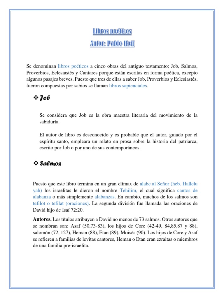 Libros Poéticos | PDF | Salmos | Libro de proverbios