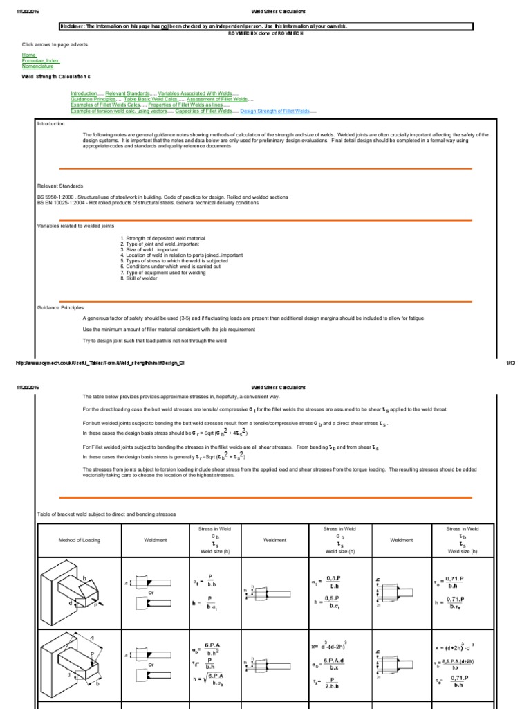 Weld Stress Calculations | PDF | Stress (Mechanics) | Bending