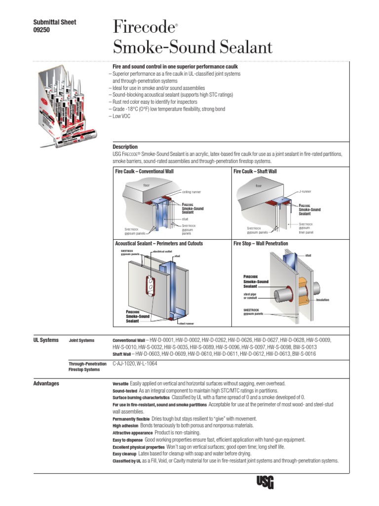 Firecode Smoke and Sound Sealant Usg - Ficha Tecnica | PDF