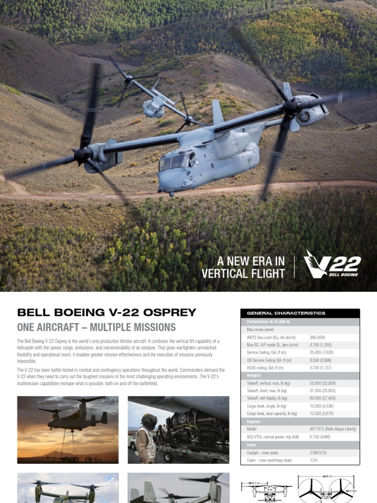 Bell Boeing V 22 Data Brochure | PDF | Takeoff | Monoplane