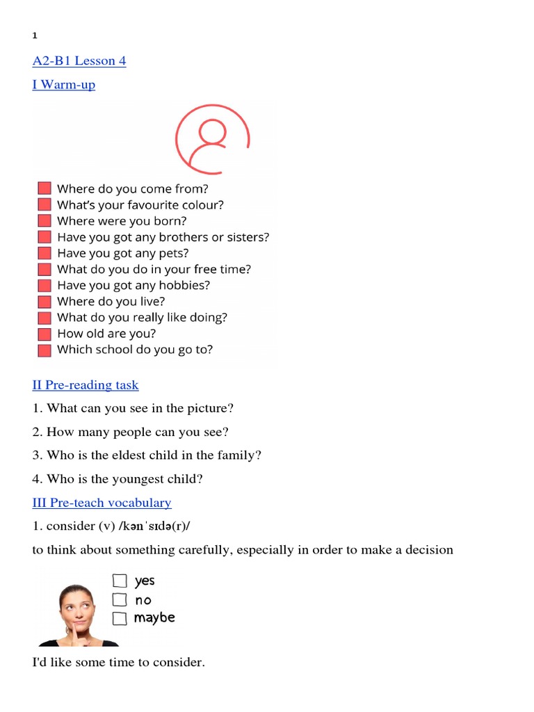 A2-B1 Lesson 4 | PDF