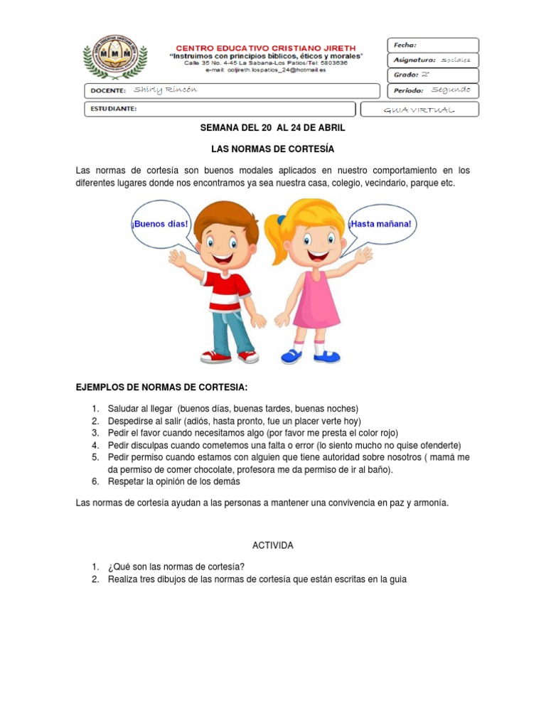Normas de Cortesía para Niños | PDF