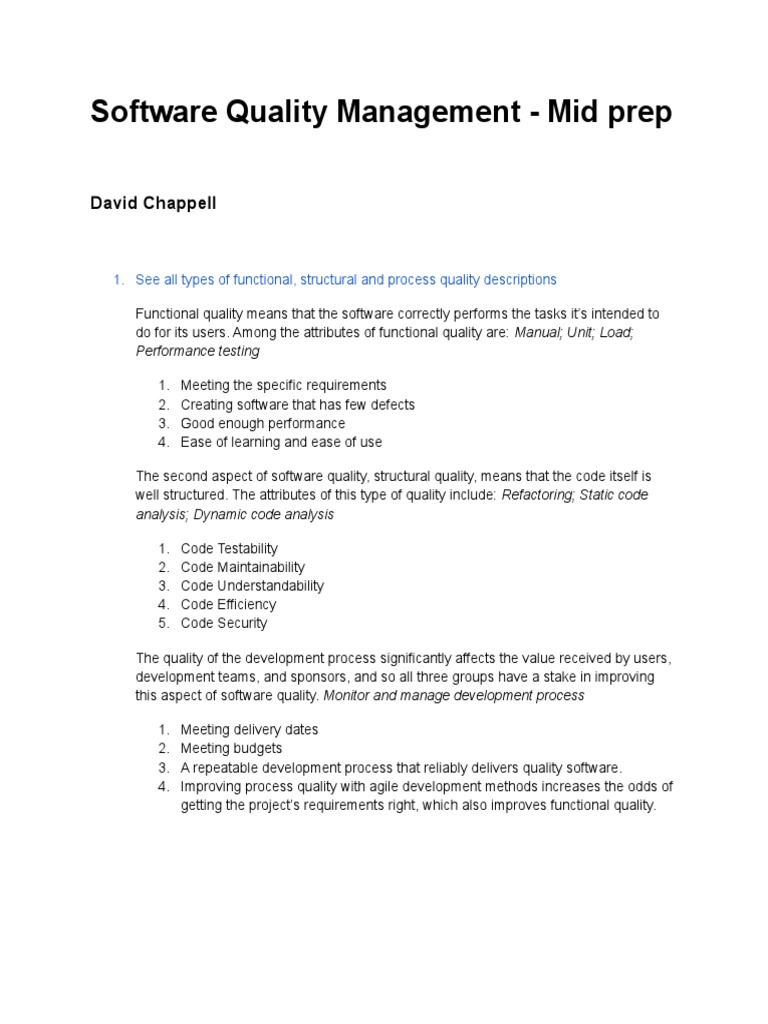 Software Quality Management Notes | PDF | Software Quality | Programming