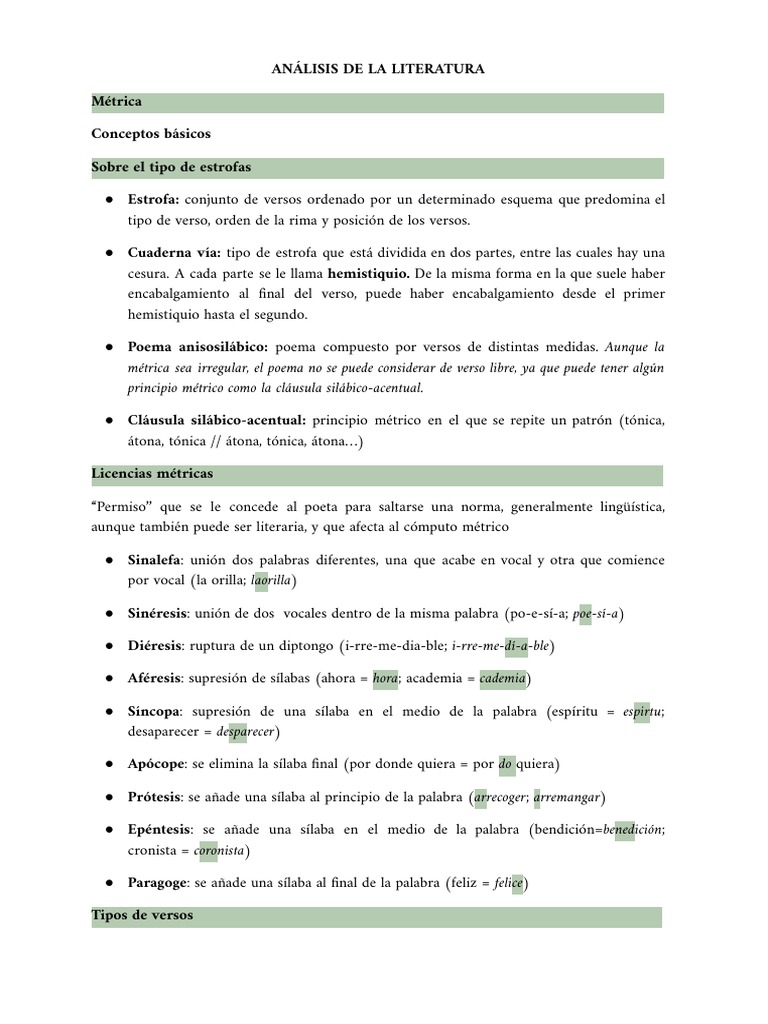 Análisis de La Literatura | PDF | Metro (poesía) | Poesía