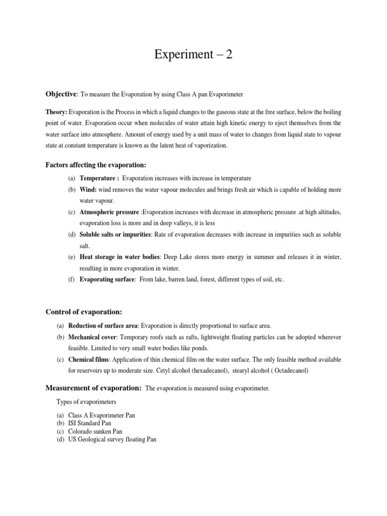 Experiment | PDF | Evaporation | Water Vapor