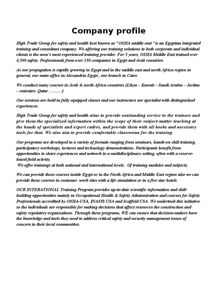 High Trade Group | PDF | Occupational Safety And Health Administration ...